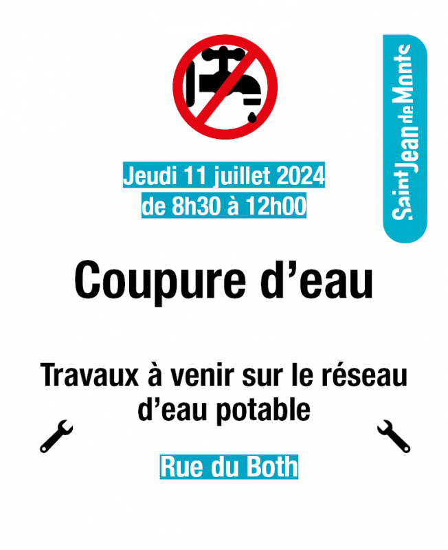 Avis de coupure d'eau pour travaux - La SAUR a programmé des travaux de canalisation sur le ...